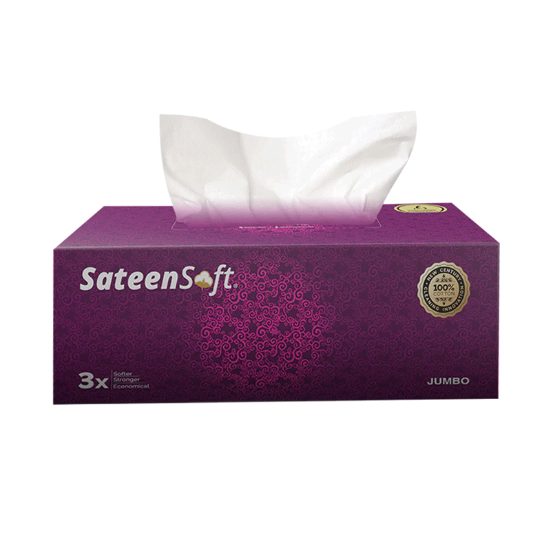 Buy sateensoft tissue box jumbo purple 125`s at best price in Pakistan ...