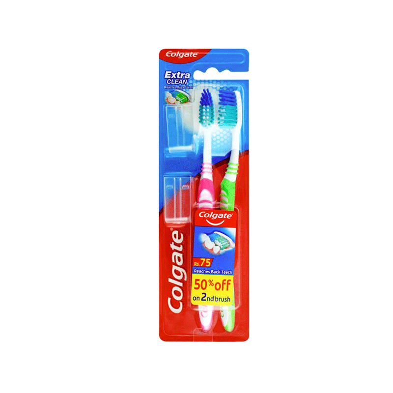 COLGATE TOOTH BRUSH EXTRA CLEAN MEDIUM TWIN PACK