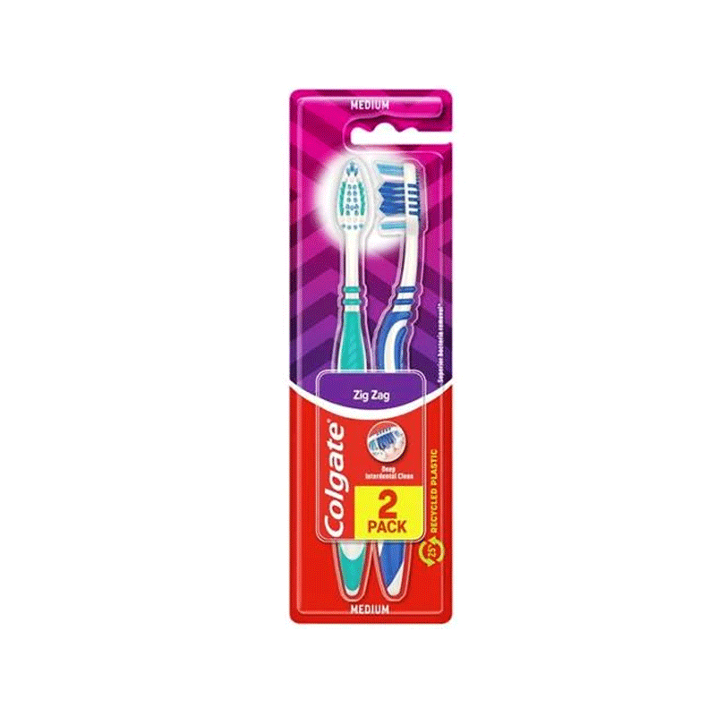 COLGATE TOOTH BRUSH ZIGZAG MEDIUM TWIN PACK