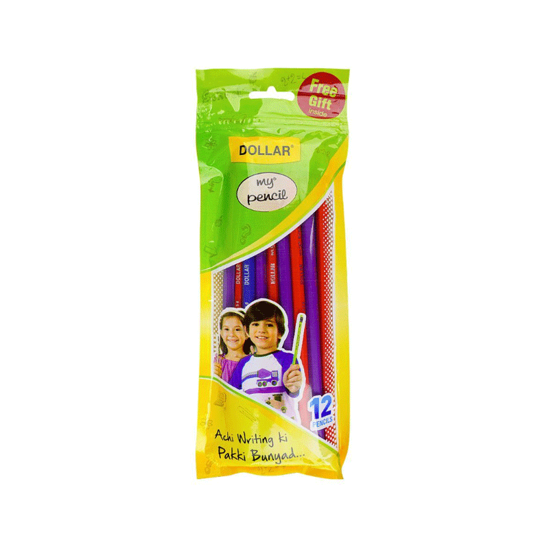 Buy dollar pencil black lead pt 222 asst body clr with eraser 12`s at ...