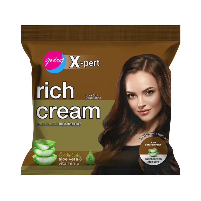 Buy godrej hair color rich cream 4.00 natural brown 20gm at best price ...