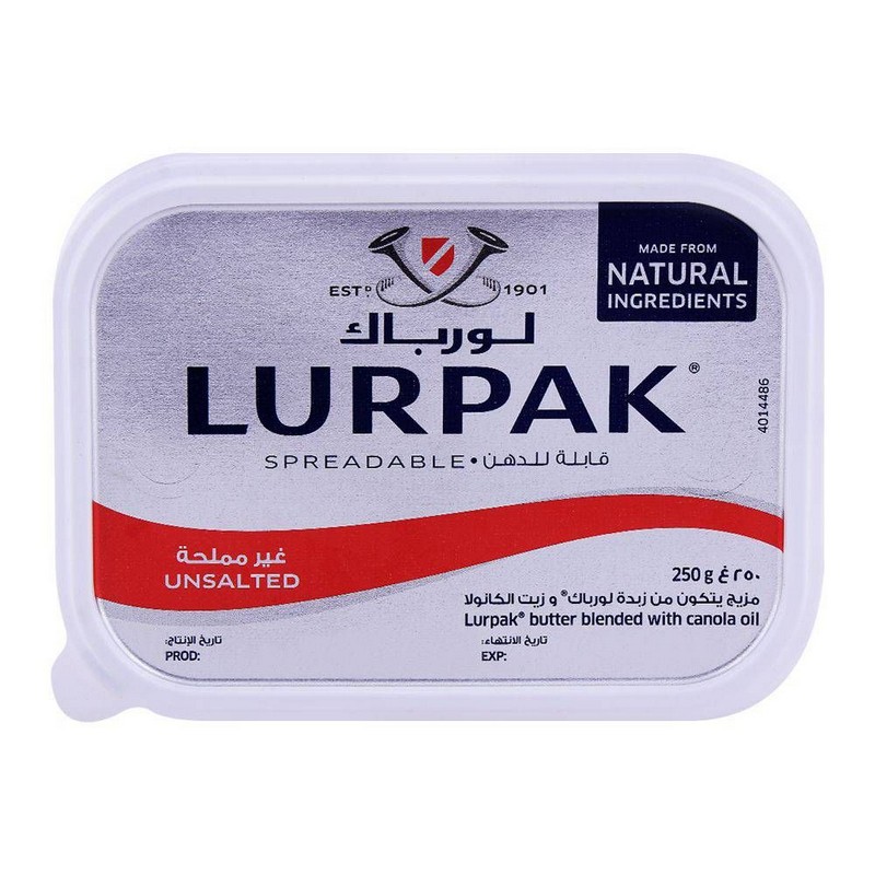 LURPAK UNSALTED BUTTER 250G TUB