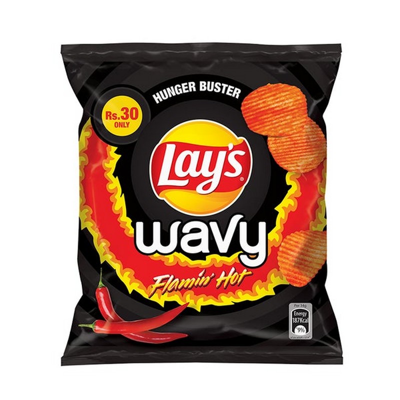 LAYS WAVY CHIPS FLAMING HOT 34GM