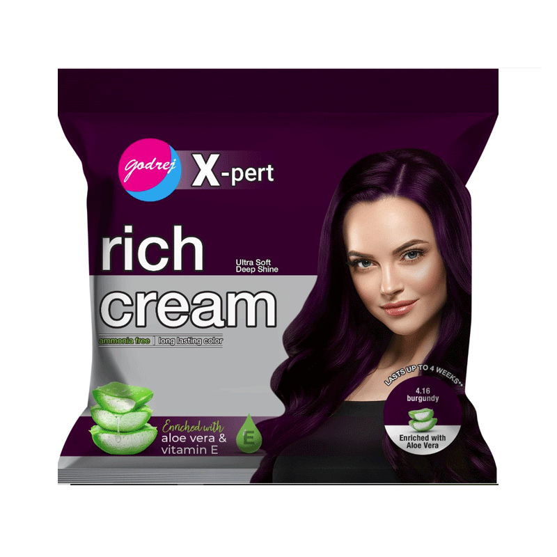 Buy godrej hair color rich cream 4.16 burgundy 20gm at best price in ...