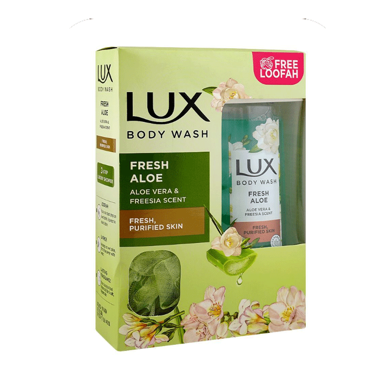 LUX BODY WASH FRESH ALOE 520ML WITH LOOFAH