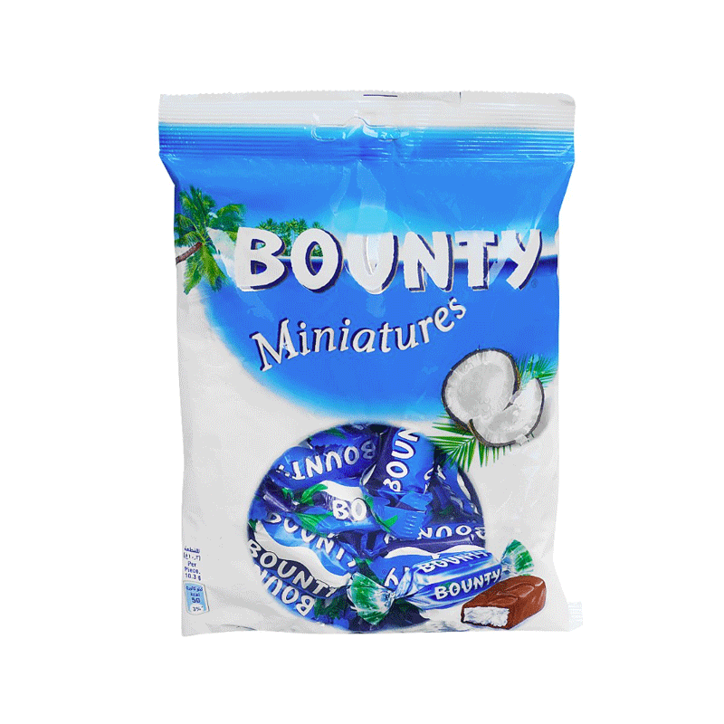 BOUNTY MINIATURES CHOCOLATE POUCH 150GM
